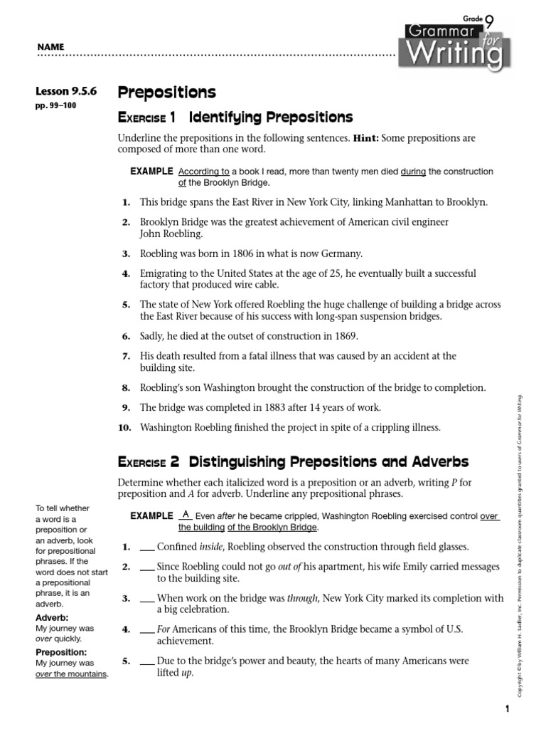 Grammar For Writing Sheets | PDF | Preposition And Postposition | Adverb