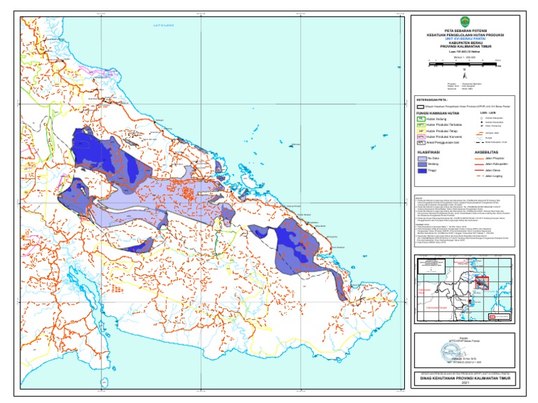 Peta Sebaran Potensi KPHP Berau Pantai 250 | PDF