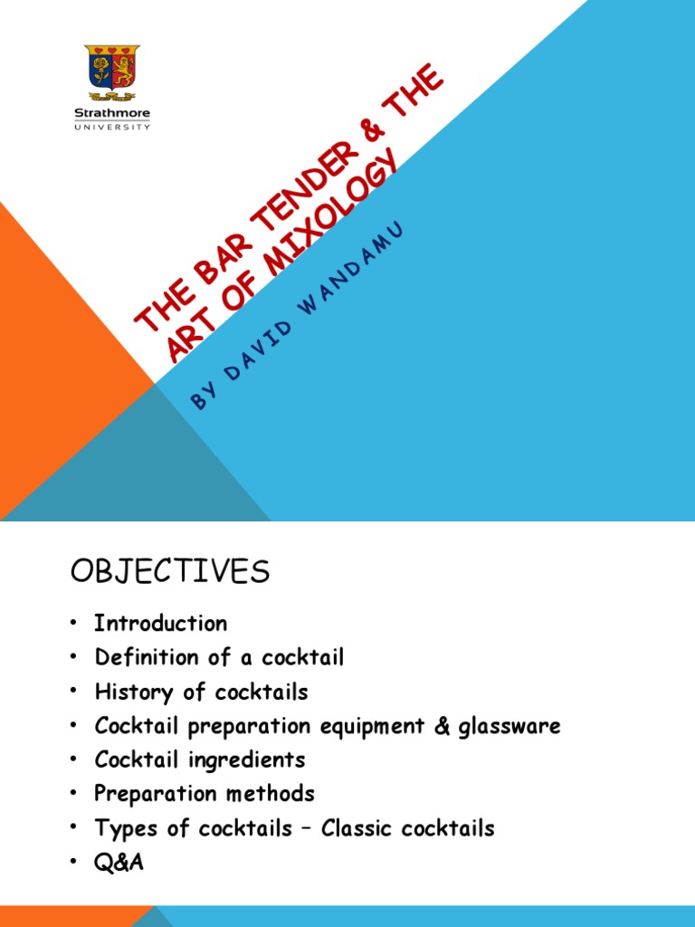 BHM 2204 - 7A1 Guest Lecture - The Bartender Art of Mixology | PDF ...