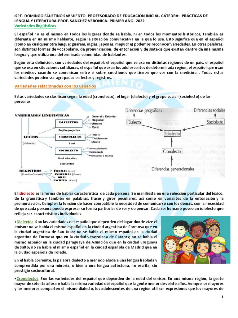 Variedades lingüísticas: dialectos, cronolectos y sociolectos | PDF ...
