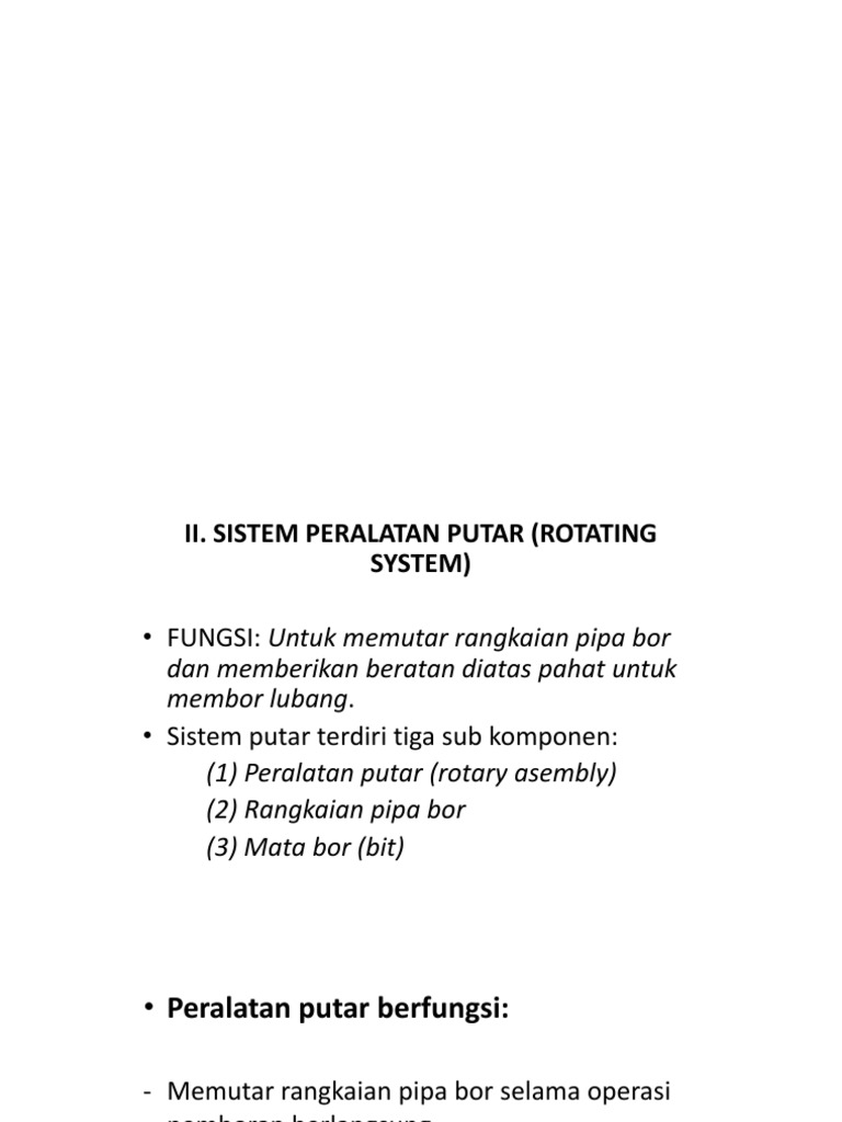 Ii A. Sistim Peralatan Putar (Rotary System) | PDF