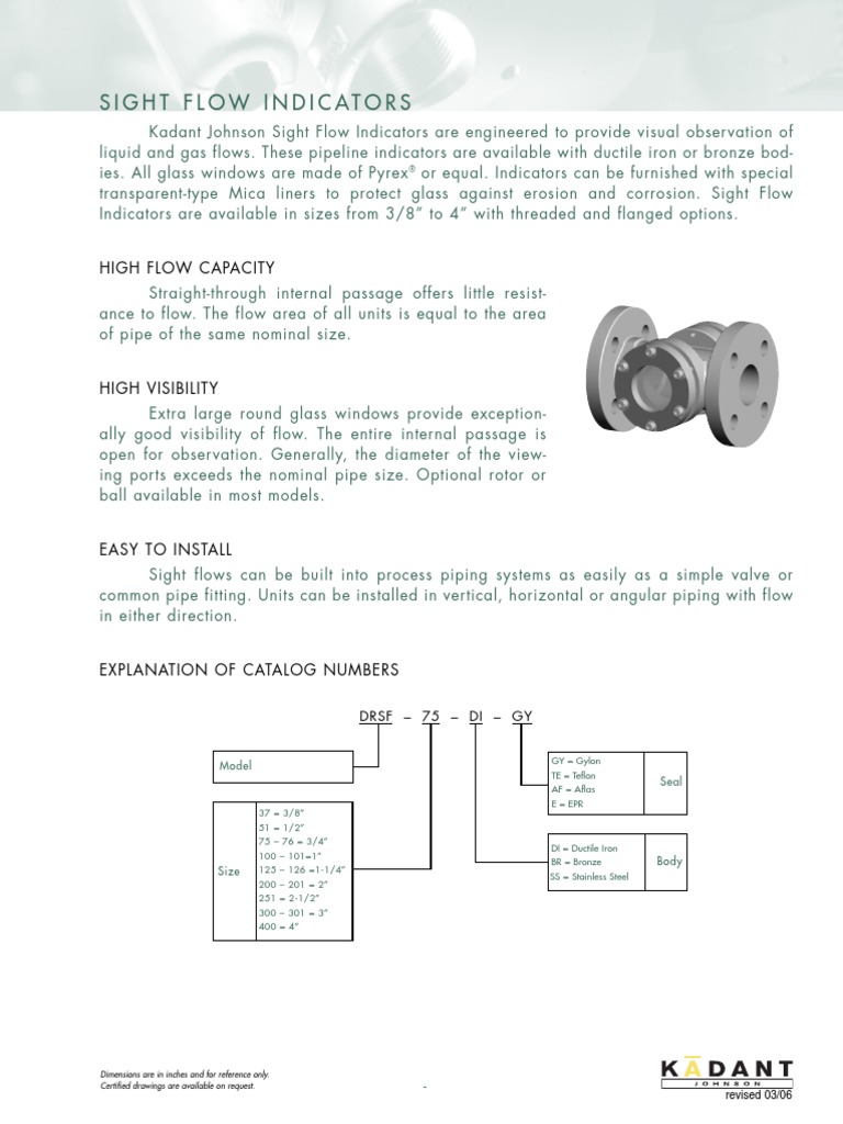 Sight Flow Indicators - Johnson | PDF | Pipe (Fluid Conveyance ...