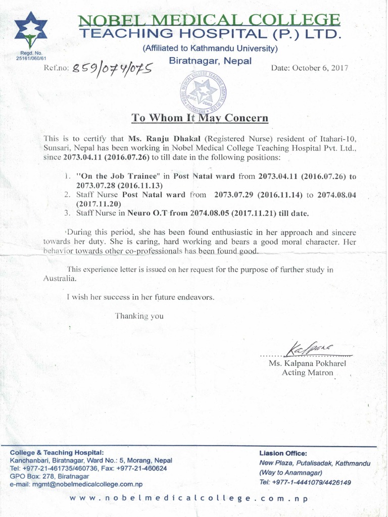 Work Experience Certificate Sample 2 | PDF