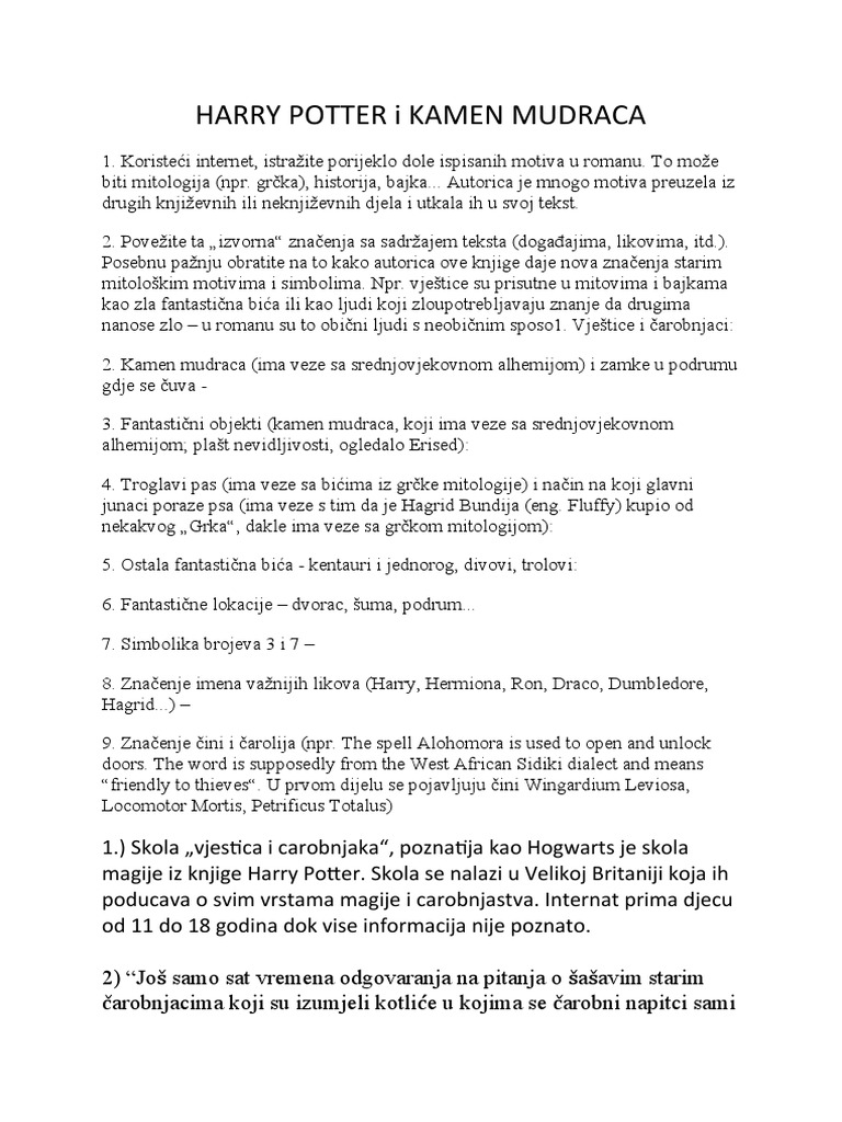 Harry Potter I Kamen Mudraca | PDF