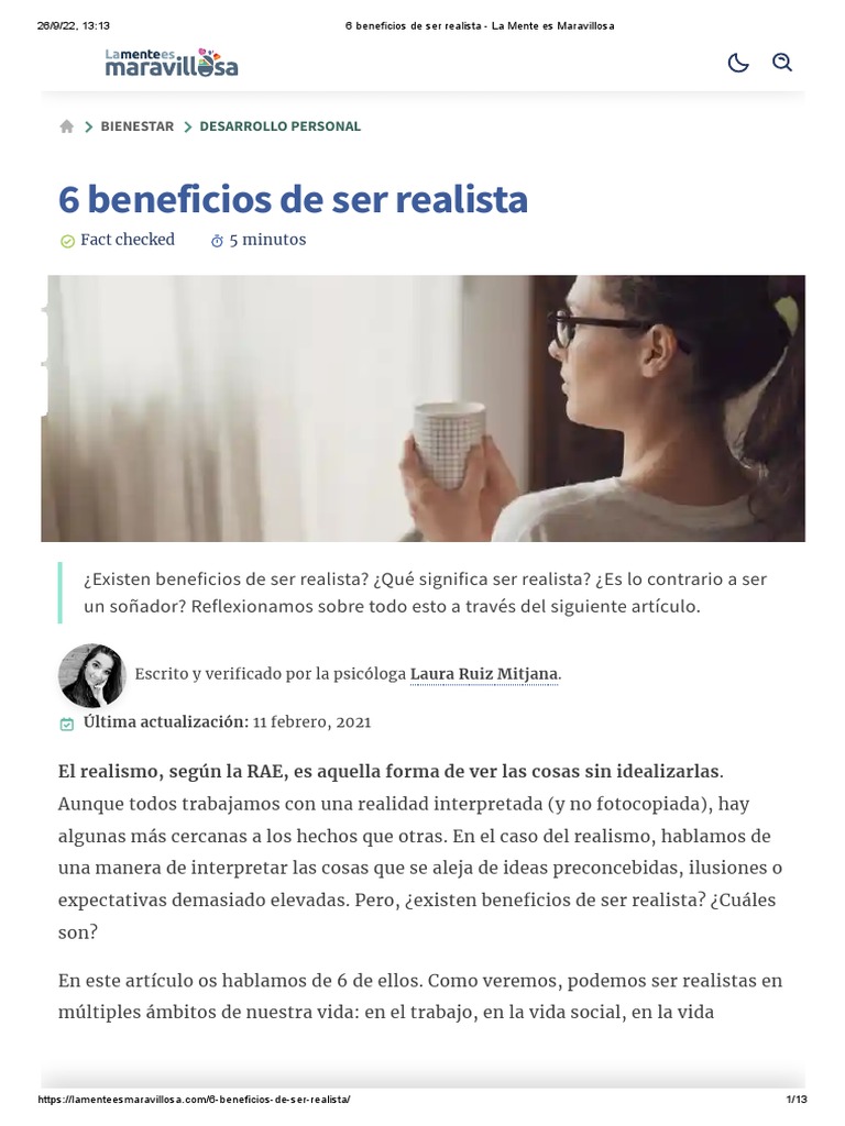 6 Beneficios de Ser Realista - La Mente Es Maravillosa | Descargar ...
