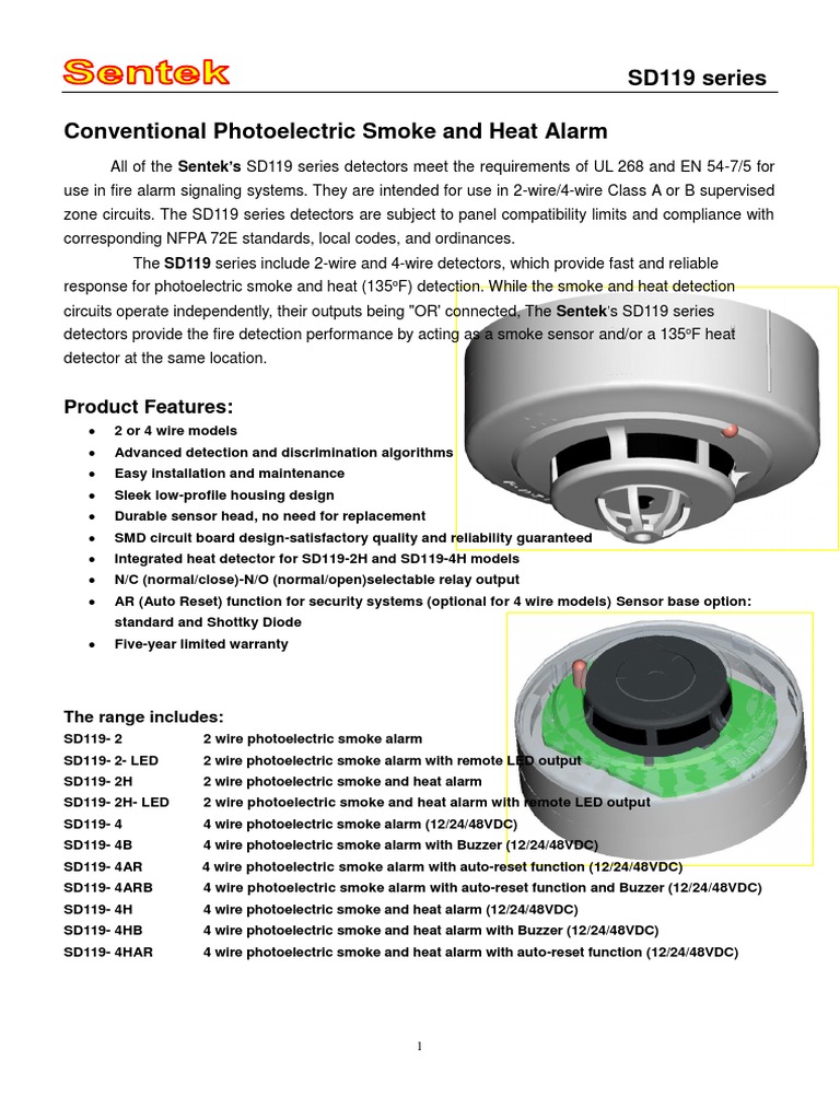 Sentek SD119 Series Smoke Alarms | PDF | Electromagnetism | Electronic ...