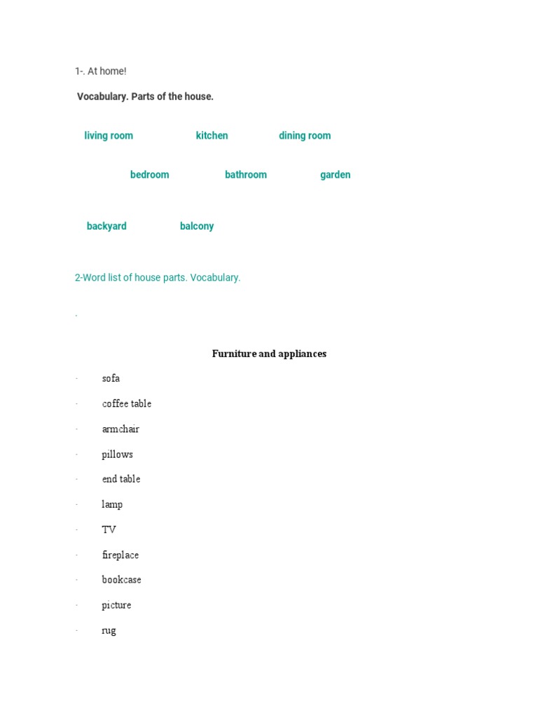 Parts of The House.... Vocabulary | Download Free PDF | Room | Kitchen