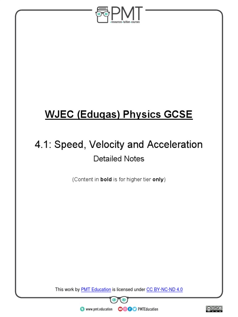 4.1 Speed, Velocity and Acceleration | PDF | Velocity | Acceleration