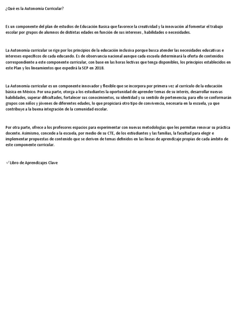 Qué Es La Autonomía Curricular | PDF
