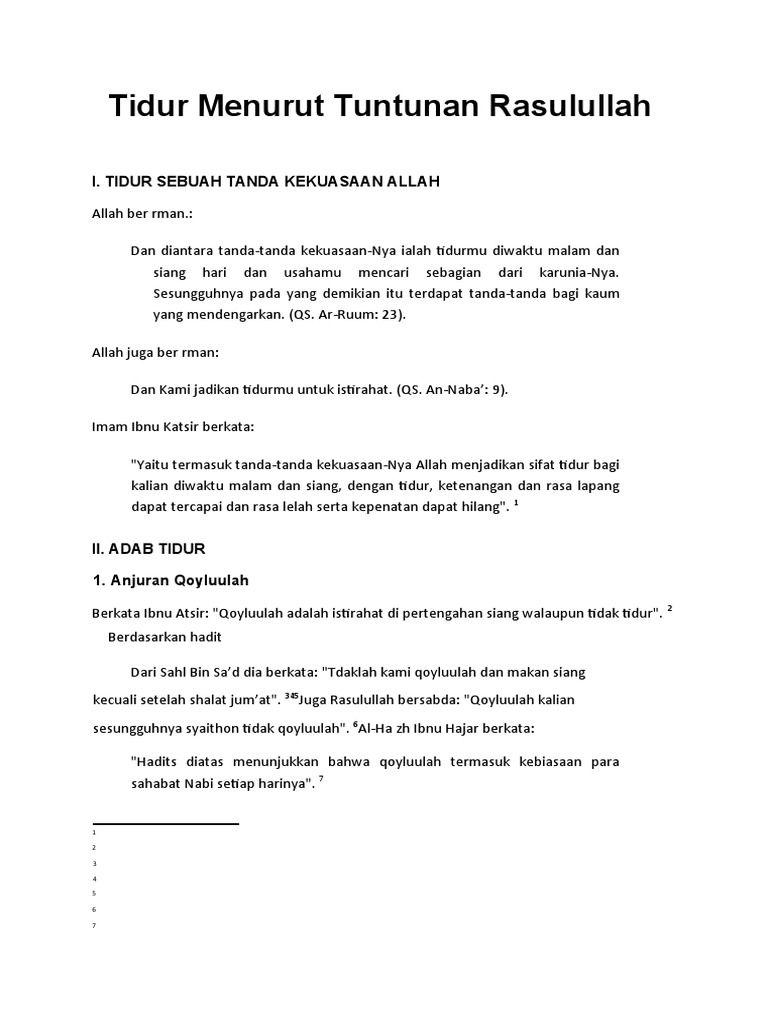 Tidur Menurut Tuntunan Rasulullah | PDF
