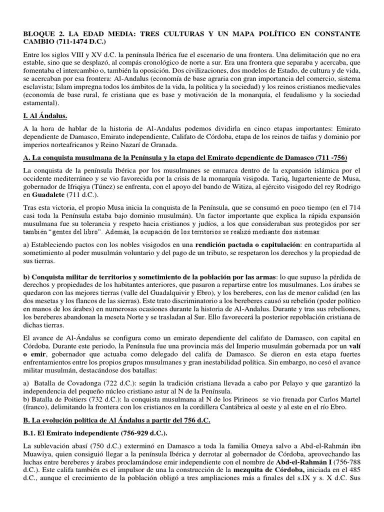 Apuntes BLOQUE 2. La españa de las tres culturas._alumnos | PDF | Al ...