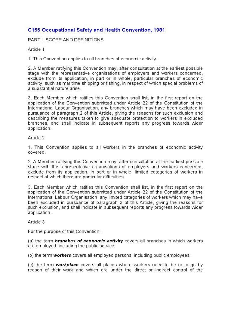C155 Occupational Safety and Health Convention | PDF | Occupational ...