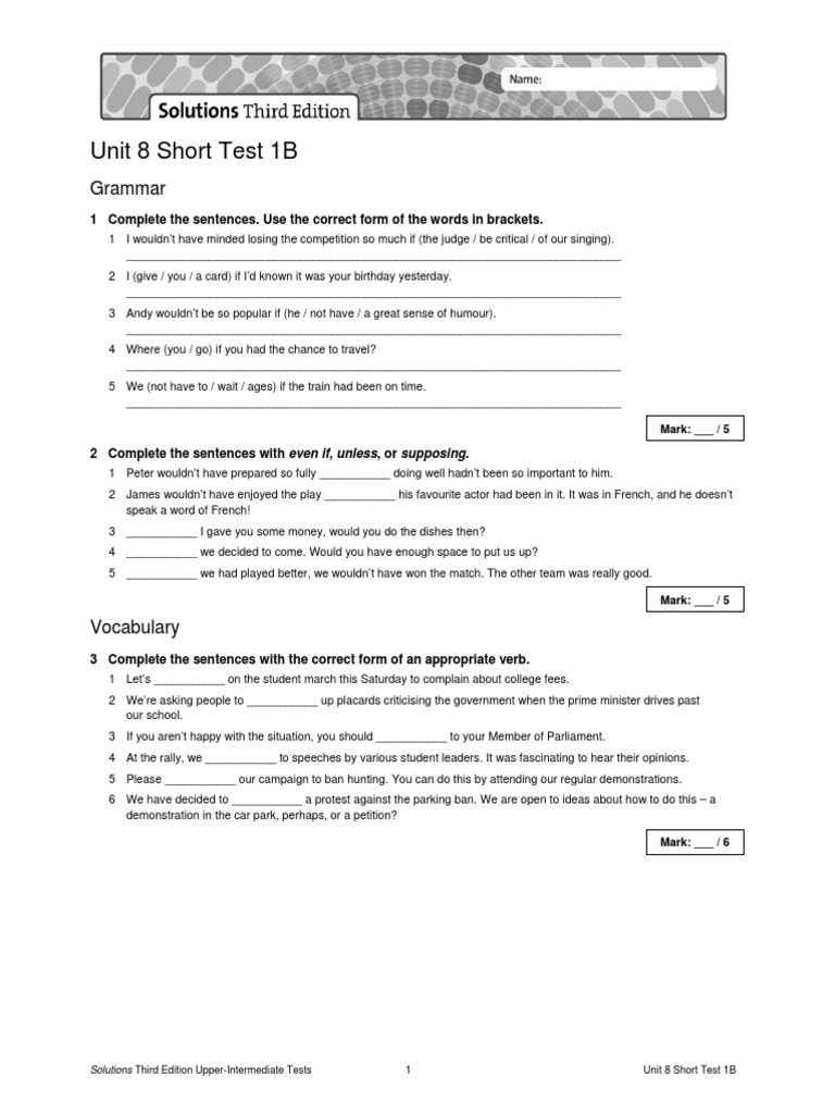 Analyzing a Grammar, Vocabulary, and Social Issues Test | PDF | Human ...