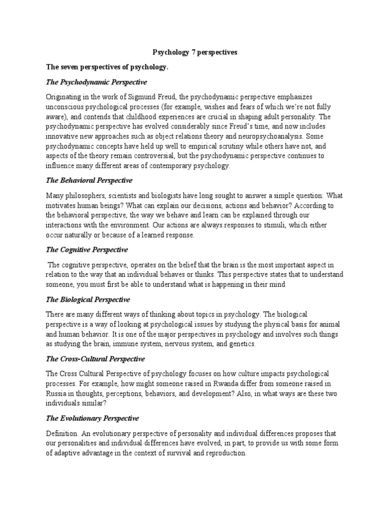 Psychology 7 Perspectives | PDF | Self-Improvement | Science & Mathematics