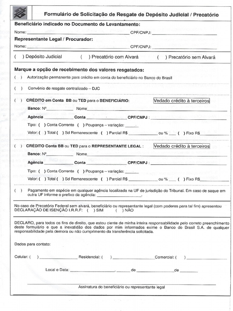 Formulário BB - RPV | PDF