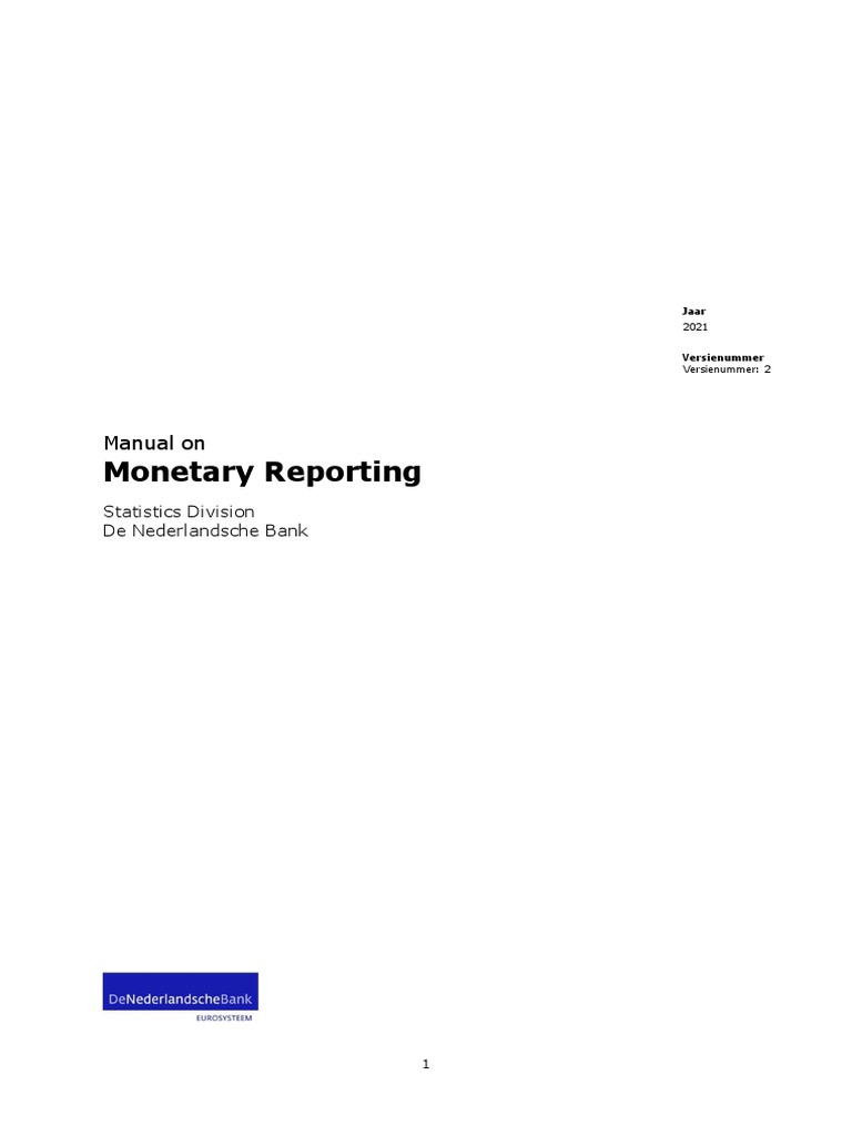 Monetary Reporting Manual | PDF | European Central Bank | Credit