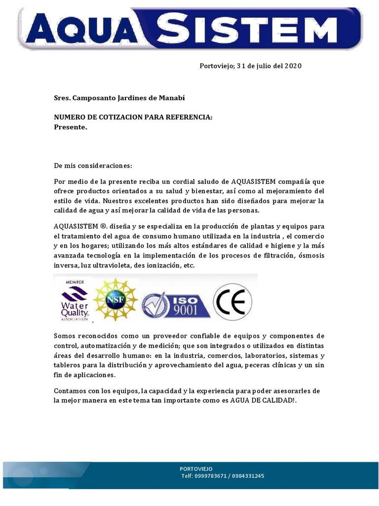 Proforma Jardines De Manabi Pdf Agua