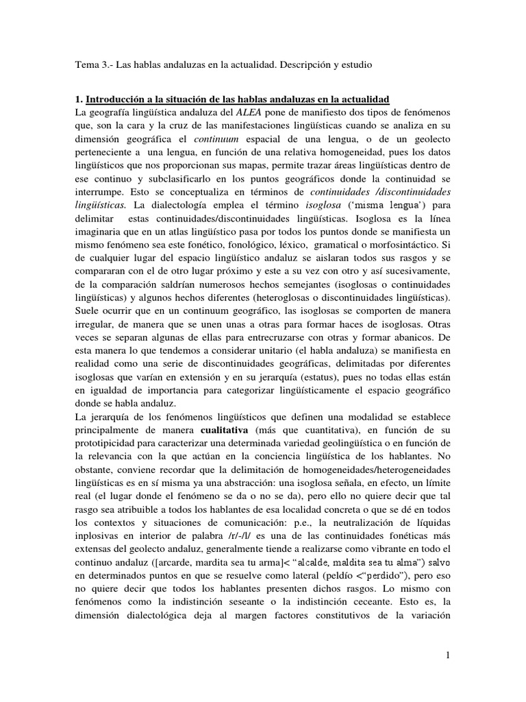 Introducción A La Situación de Las Hablas Andaluzas en La Actualidad ...