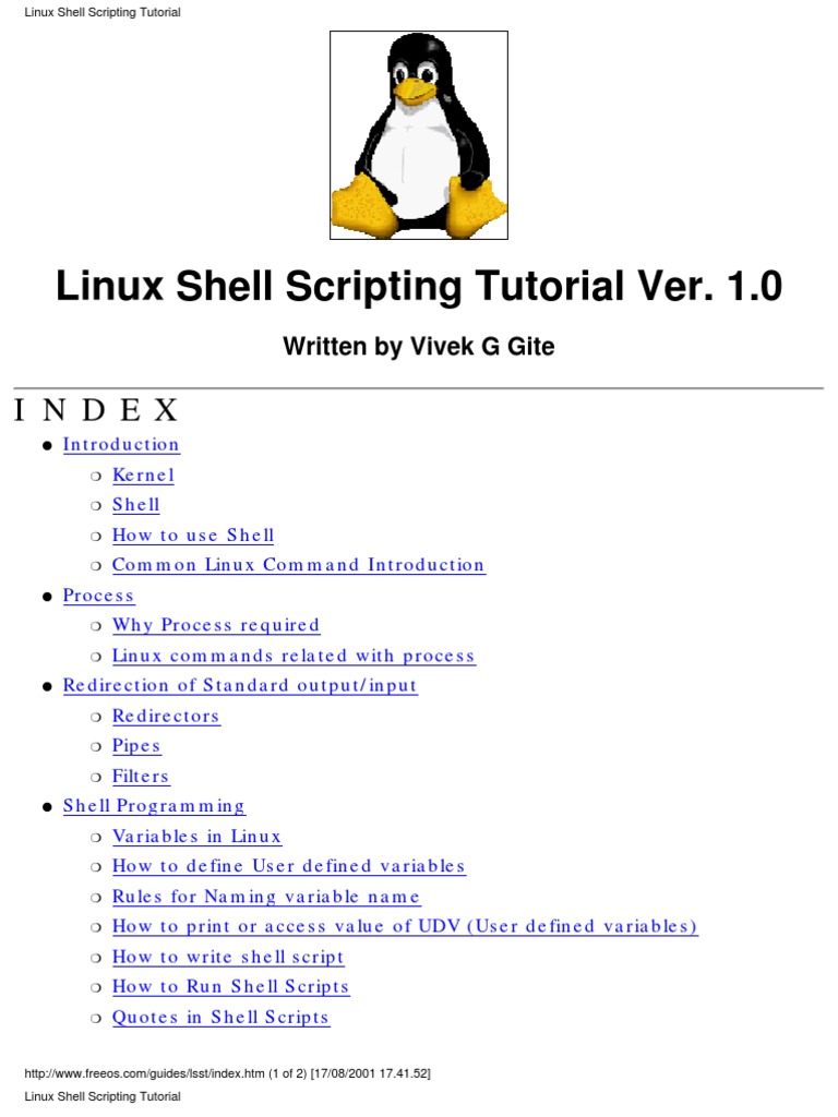 Linux Shell Scripting Tutorial Ver. 1.0: Index | Command Line Interface ...