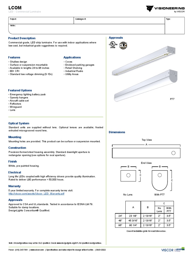 LCOM Spec Sheet | PDF | Light Emitting Diode | Electromagnetism