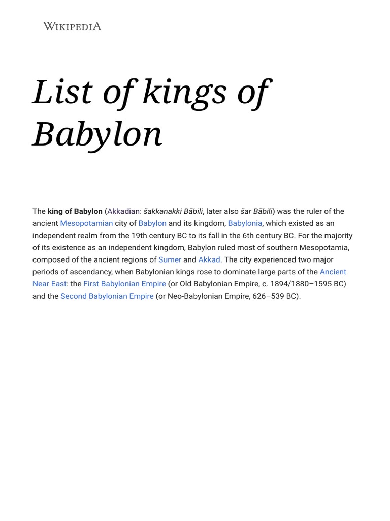 List of Kings of Babylon | PDF | Babylonia | Ancient Peoples