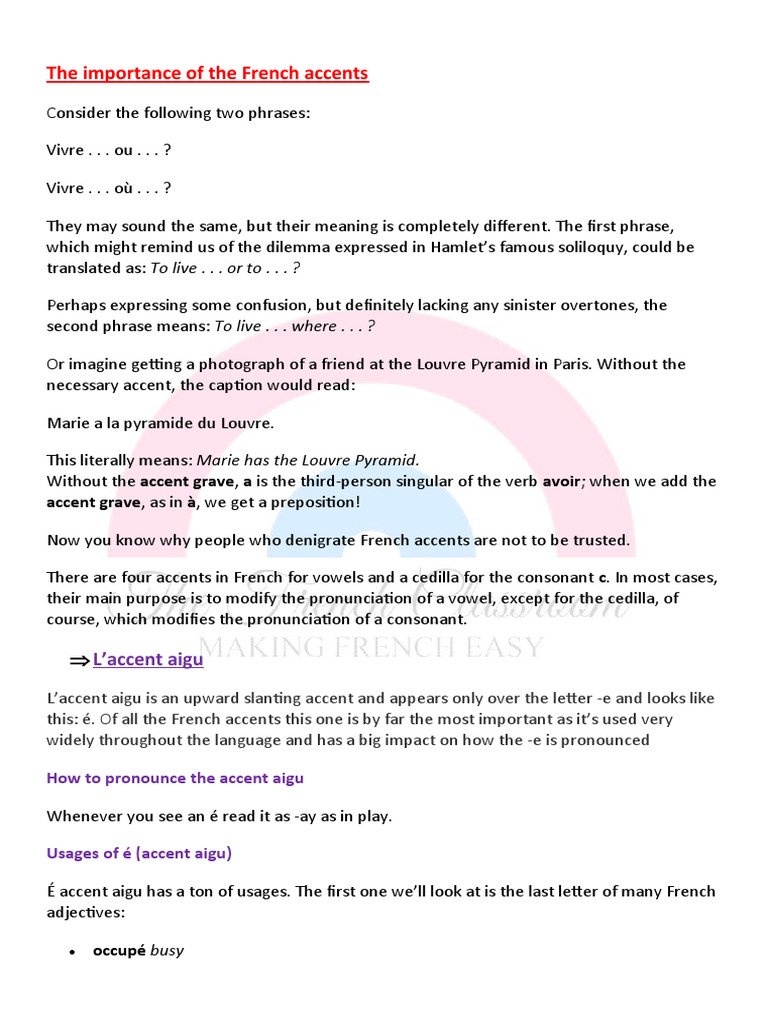 French Accents | PDF | Graphemes | Languages