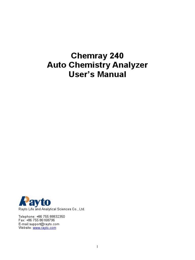 Chemray 240 User's Manual V1.1e | PDF | Power Supply | Ac Power Plugs And Sockets
