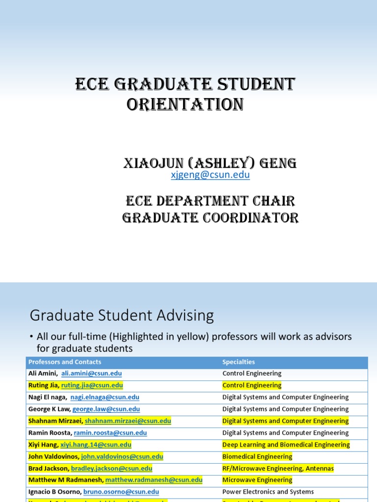 ECE Grad Student Orientation - 2022 Fall | PDF | Electronic Engineering ...