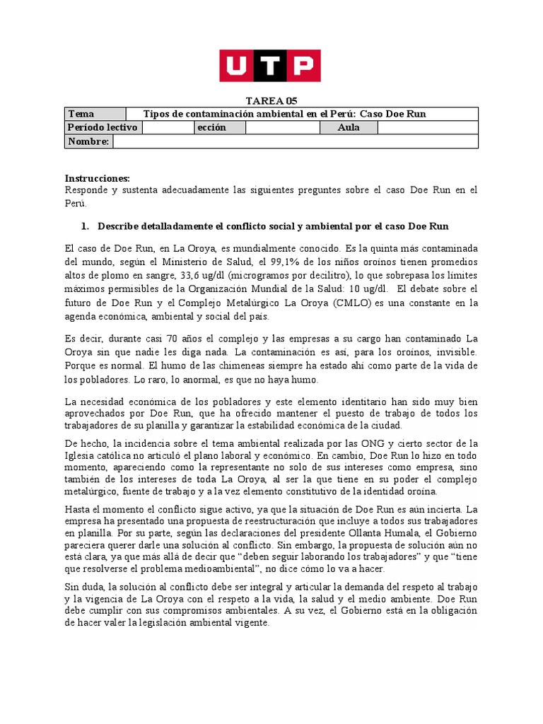 Tarea S05.S01 Tipos de Contaminación Ambiental | PDF | Contaminación | Cuestiones ambientales