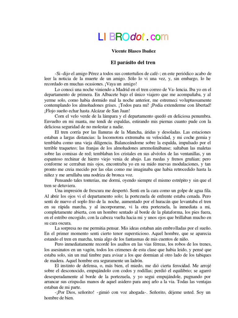 Blasco Ibanez, Vicente - Parasito Del Tren, El | PDF | Tren | Material ...