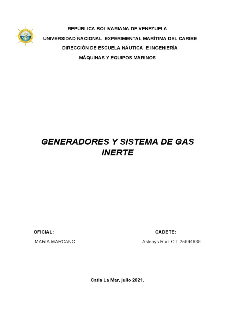 Generadores y Sistema de Gas Inerte | PDF | Generador eléctrico | Gases