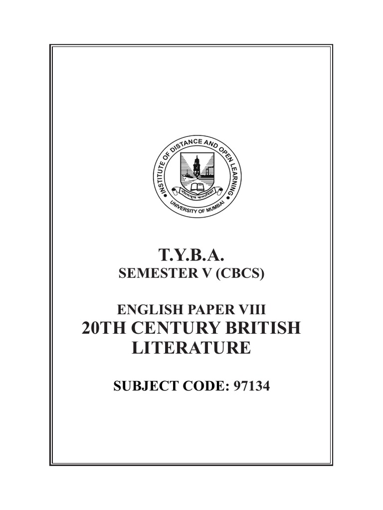 Paper VIII 20th Century British Literature | PDF
