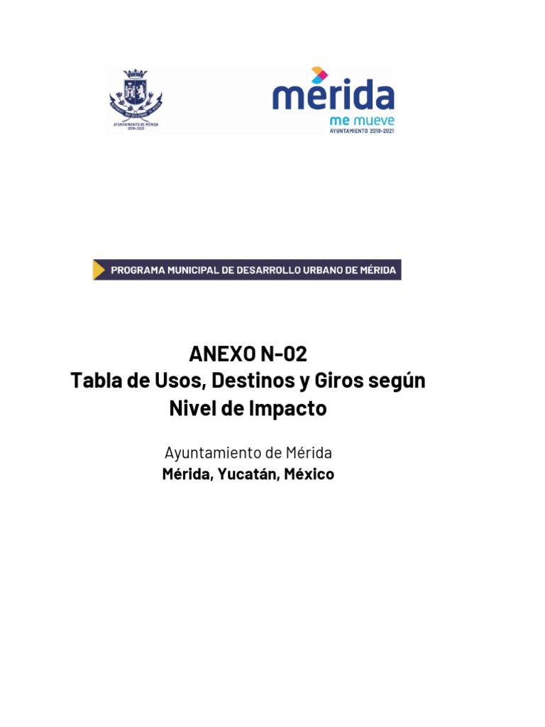N-02 Tabla de Usos, Destinos y Giros Segun Nivel de Impacto | PDF | El plastico | Industria química
