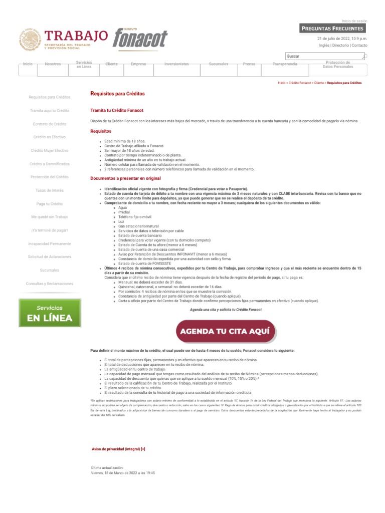 Requisitos y documentación necesaria para solicitar un crédito Fonacot ...