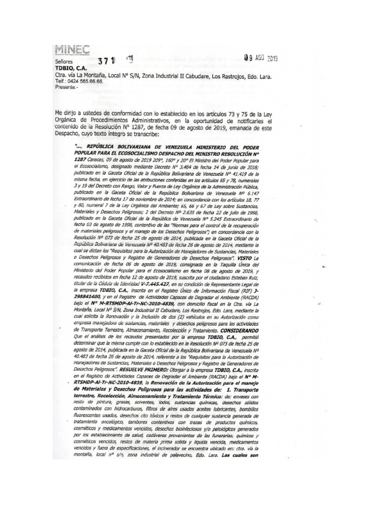 Racda Tdbio Oficio #371 | PDF