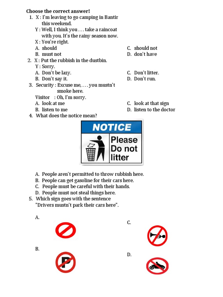 Soal Prohibition Obligation Suggestion | PDF