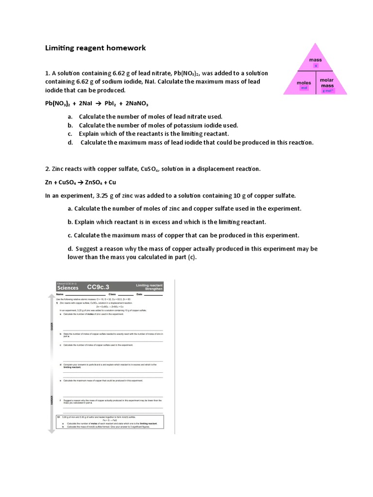Limiting Reagent Calculations Guide | PDF