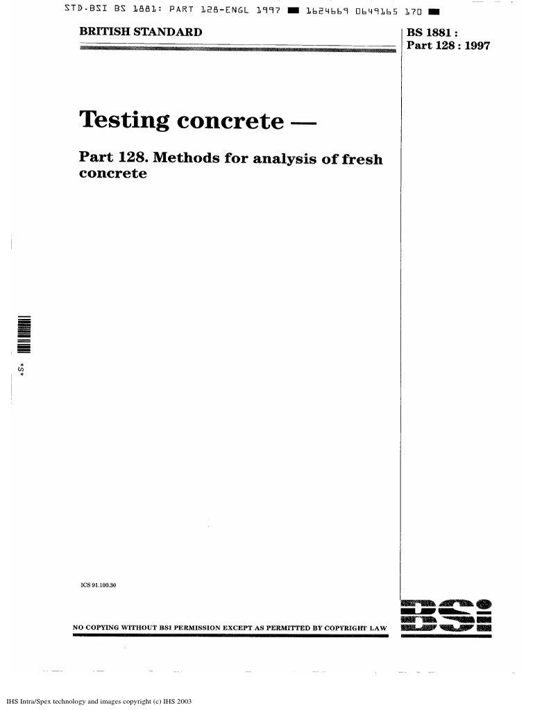 BS 1881 - 128 Testing Fresh Concrete | PDF