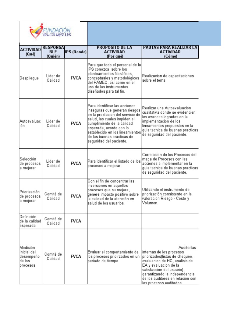 Implementación de la ruta crítica del PAMEC en IPS | PDF | Evaluación ...
