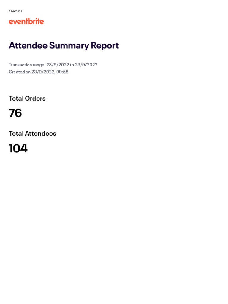 Attendee Summary Report 1141016906163 20220923 0958 | PDF