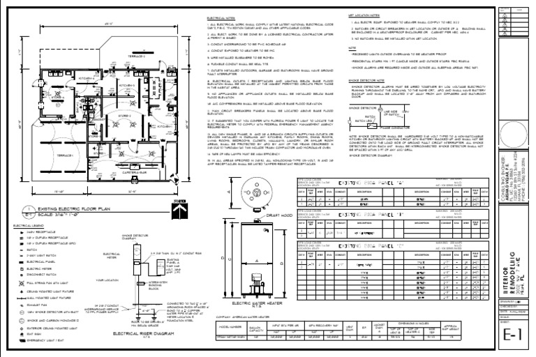 EXISTING Electric Floor PLAN 1 E-1 SCALE: 3/16" 1'-0": Electrical Riser ...
