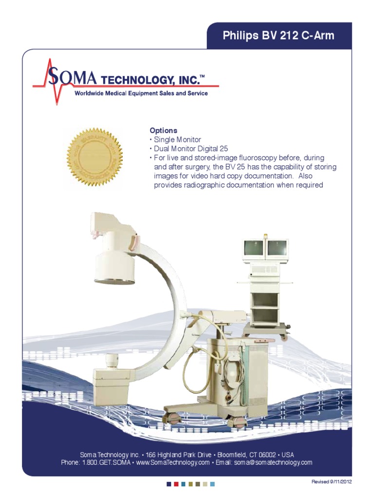 Technical Specifications and Features of the Philips BV 212 C-Arm Fluoroscopy System | PDF ...