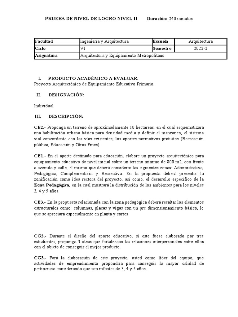 PRUEBA DE NIVEL DE LOGRO NIVEL II 2022-2 Duración | PDF