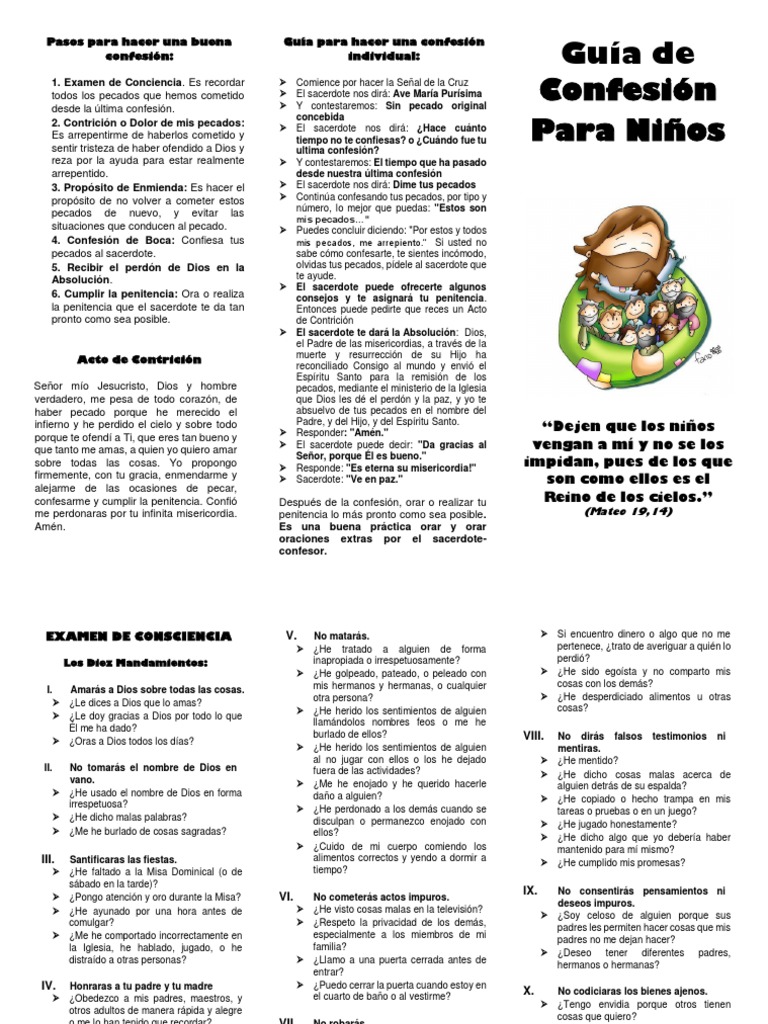 Guia de Confesion para Niños Nvo | PDF | Oración | Pecado