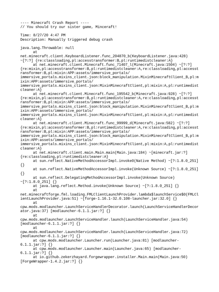 Minecraft Debug Crash Report | PDF | Central Processing Unit | Software