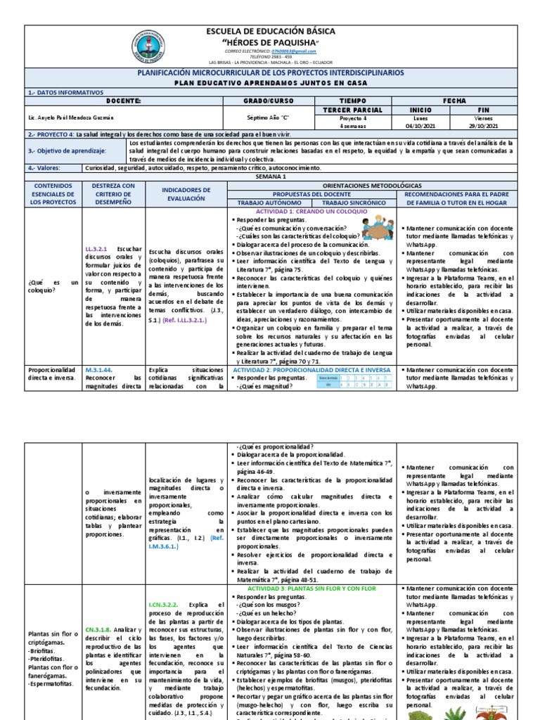 4.1 Planificación 7° C | PDF | Verbo | Comunicación