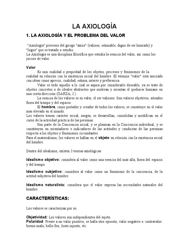 La Axiología: estudio filosófico de la esencia y clasificación de los ...