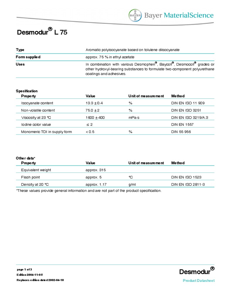 TDS-Desmodur L 75 | PDF