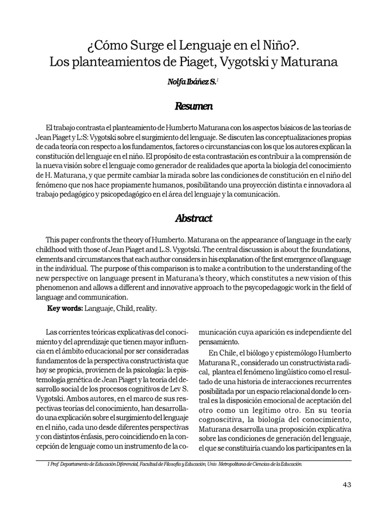 Como Surge El Lenguaje en El Nino Los PL | PDF