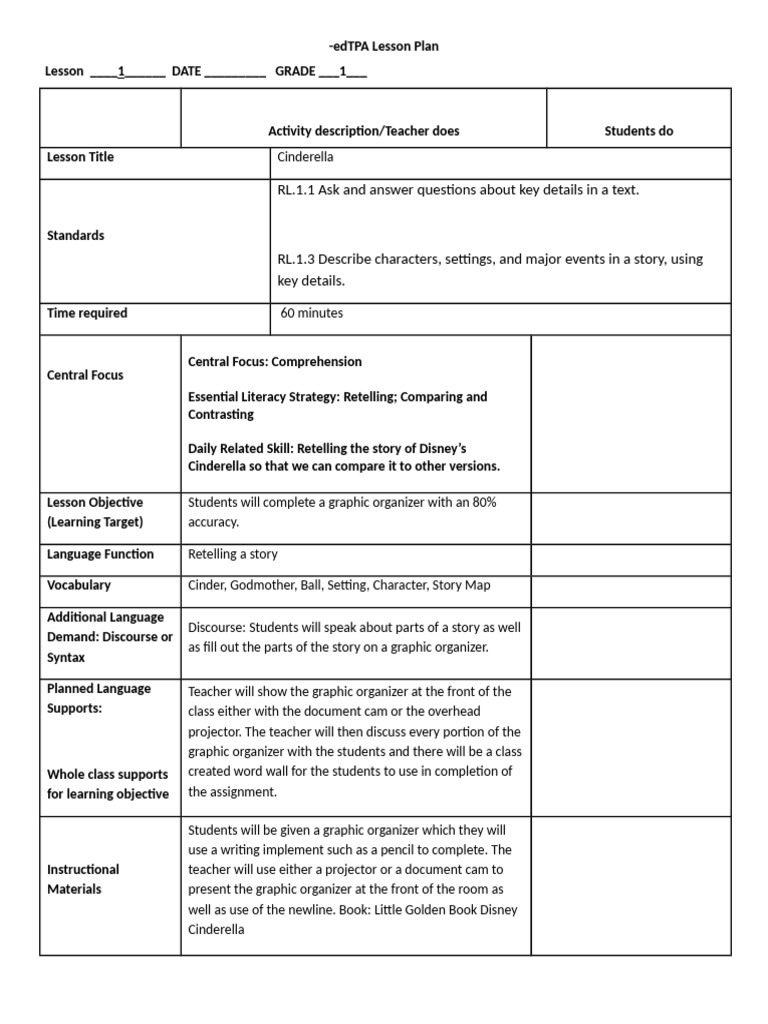 Literacy edTPA Lesson Plan | PDF | Reading Comprehension | Educational ...